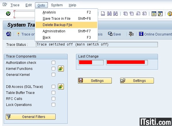 Delete SAP System Trace File in ST01